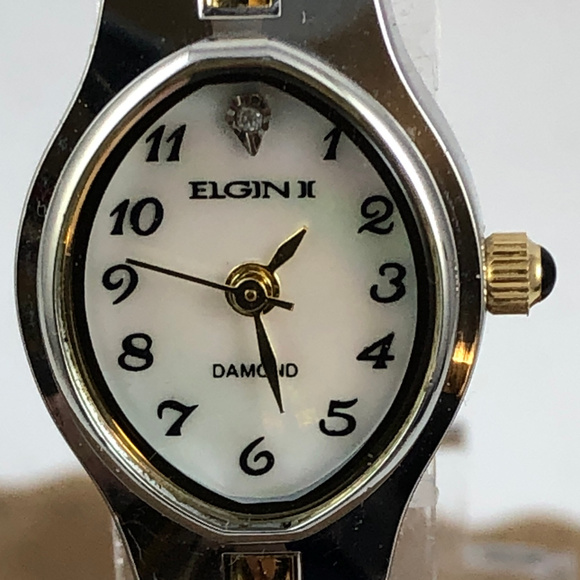 Elgin | Accessories | Vintage Elgin Ii Diamond Mop Dial 2 Tone Watch ...